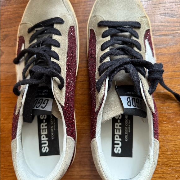 Golden Goose | Shoes | Golden Goose Maroon Glitter And Grey Suede Super ...